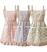 Amazon.com: 3 Pieces Aprons for Women with Pockets, Floral Kitchen ...