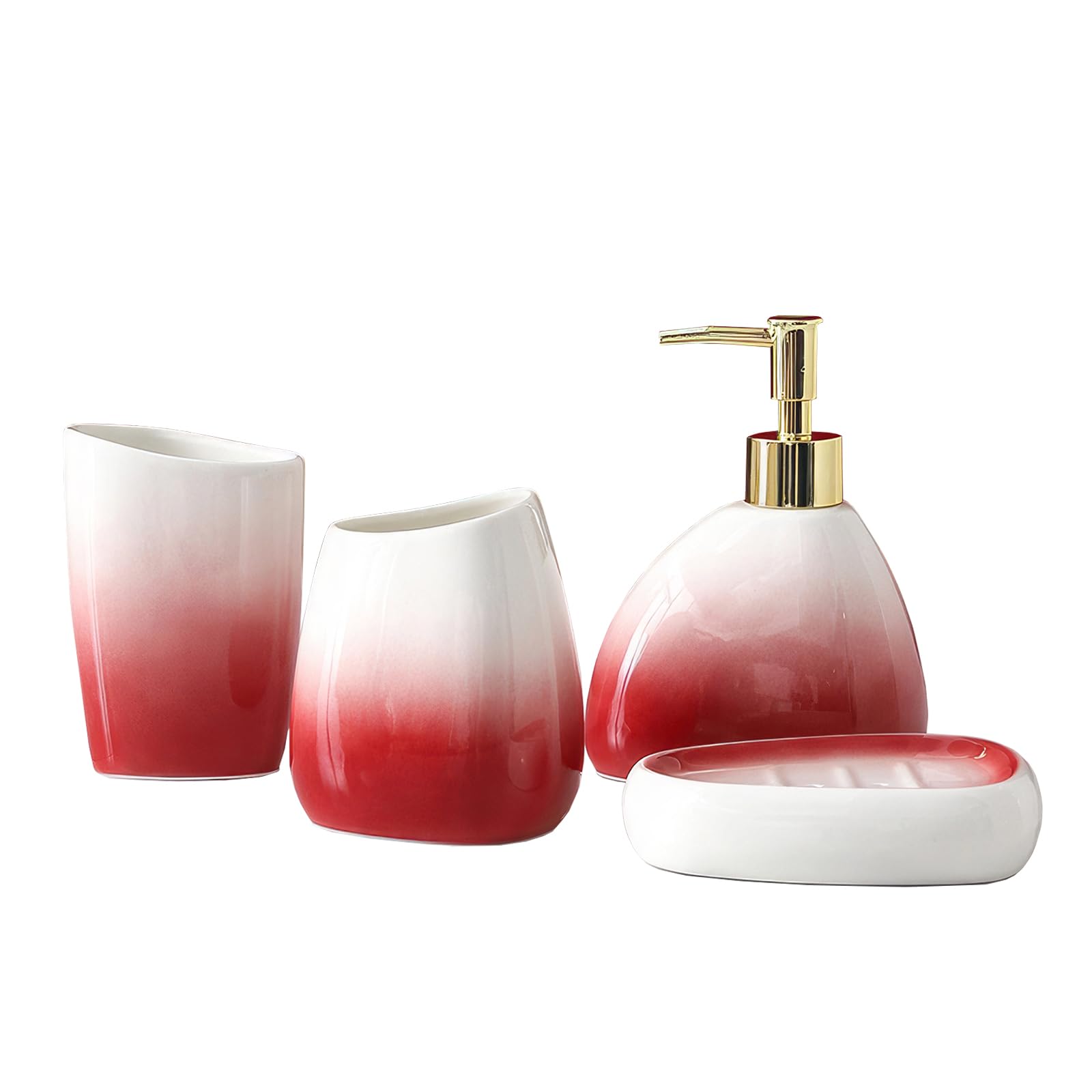 Amazon.com: Bathroom Accessory Set, 4 Pcs White & Red Gradient Ceramic ...