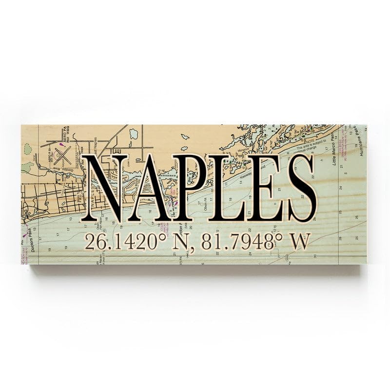 Amazon.com: Naples Florida 3x9 Wood Coordinate Wall Hanging Sign ...