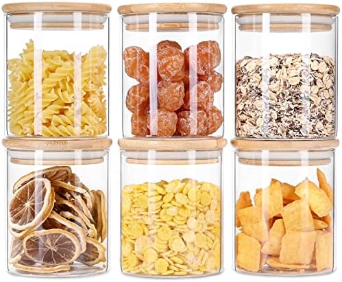 Amazon.com: 5 Set Glass Pantry Storage Jars with Acacia Airtight Lid ...