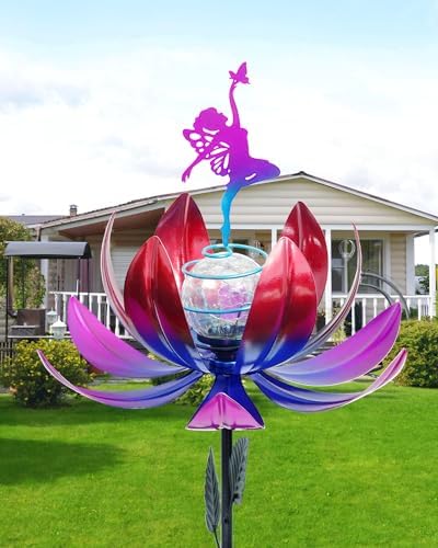 Amazon.com: Putuo Decor Solar Garden Lotus Stake Light Metal Flower ...