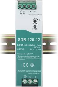 SDR-120-12 100-240AC to 12V 10A 120W Din Rail Power Supply (Size : 12V ...