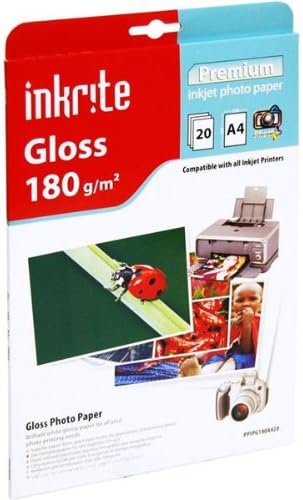 Inkrite PhotoPlus Premium Paper Photo Gloss 180gsm A4 (20 Sheets ...