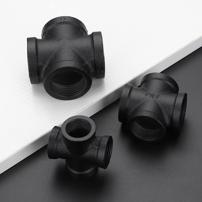 Snapklik.com : 1/2" Black Pipe Fittings 4-Way Cross Fitting - Home ...