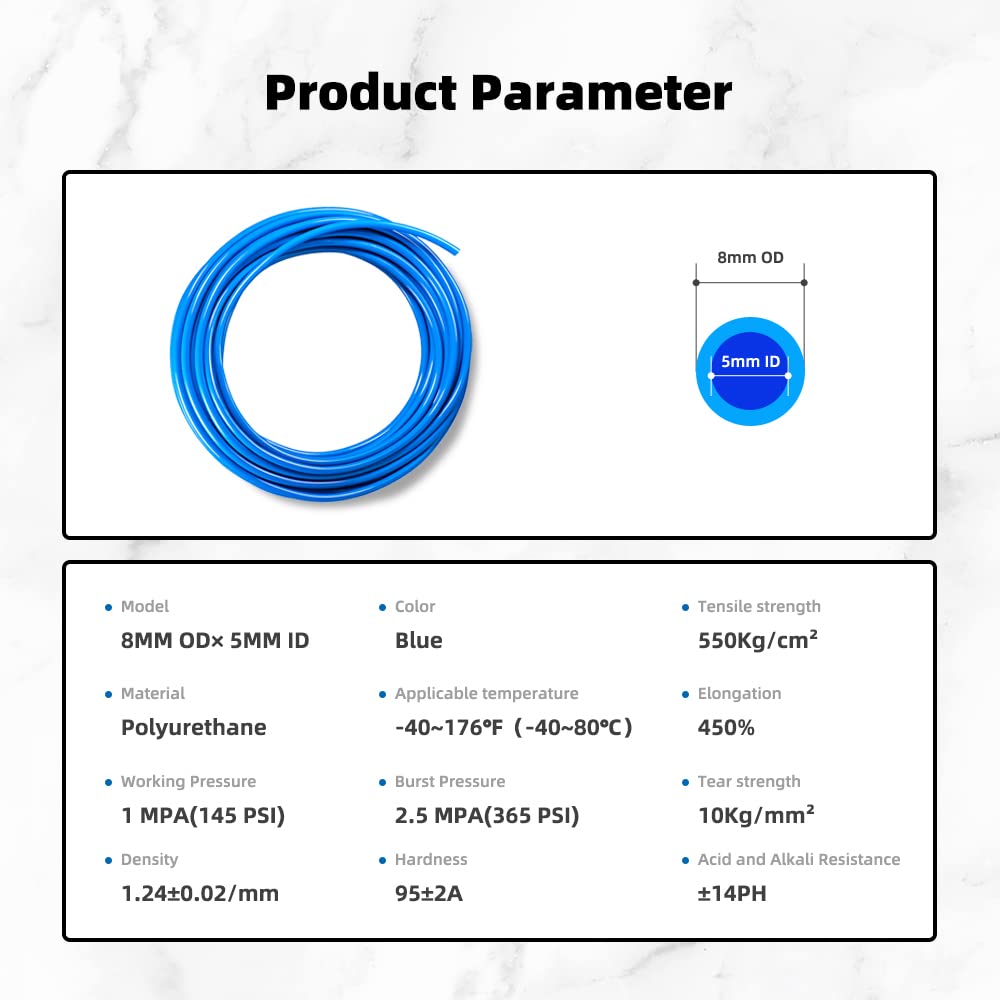 Snapklik.com : Pneumatic Tubing Blue 5/16 Inch Or 8mm OD 5mm ID PU Air ...