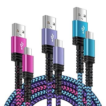 Amazon.com: Type C Charger Cable 3 Pack-10ft 6ft 3ft for Samsung Galaxy ...
