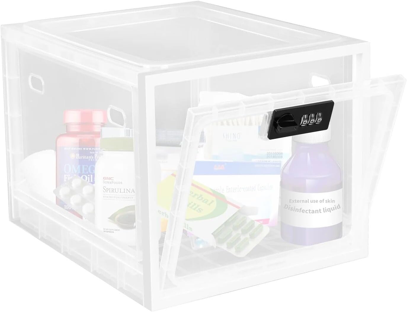 Amazon.com - GLOQESEN Medicine Lock Box for Safe Medication, Clear ...