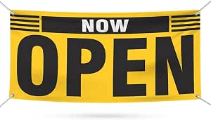 Amazon.com : Now Open Banner Sign - 13 Oz Heavy Duty Waterproof Now ...