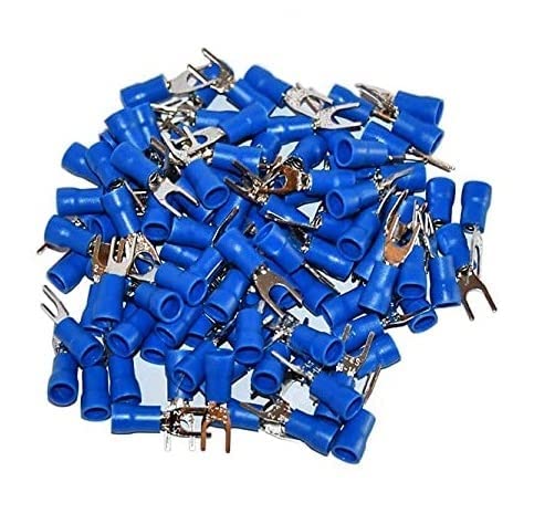 ESPtronics 50 Pcs SV Terminal Connector Blue 16-14 AWG Insulated Fork ...