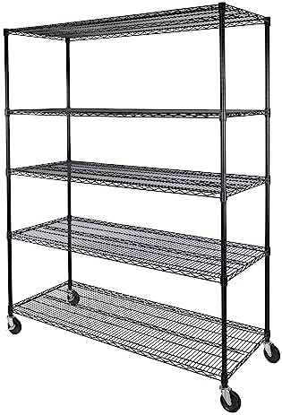 Amazon.com: TRINITY Basics 5-Tier Adjustable Wire Shelving with Wheels ...