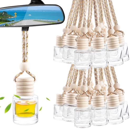 Amazon.com: 100 Pack Hanging Car Air Freshener Diffuser Bottles Empty Round Glass Perfume ...