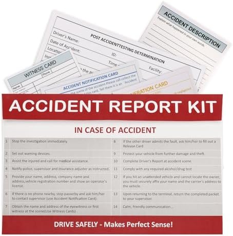 Amazon.com : 1 Pack Vehicle Accident Report Kit in Envelope 6 * 9 ...