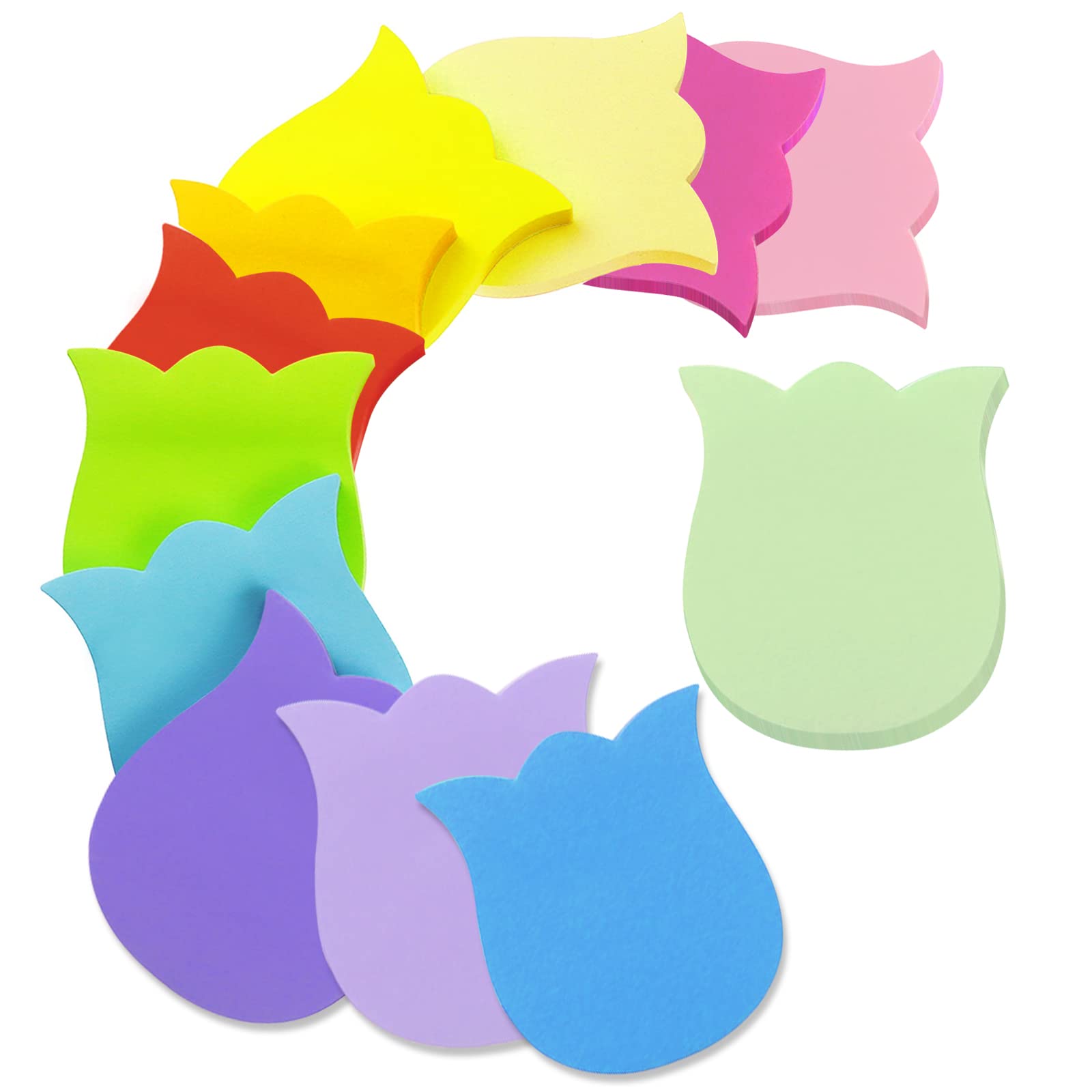 Amazon.com : 600 Sheets Tulip Shape Sticky Notes, 12 Colors Self-Sticky ...