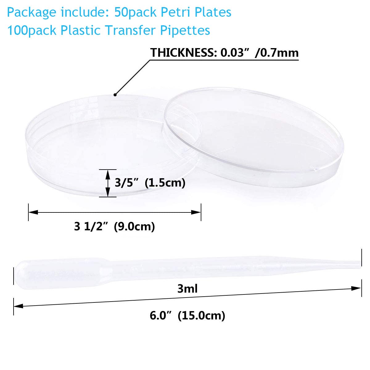 Snapklik.com : 50 Pack Plastic Petri Dishes