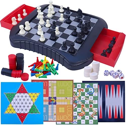Buy Toyshine 6 in 1 Game Set for Kid and Adults, Magnetic Board with ...