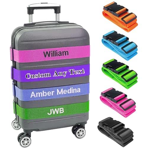 Amazon.com: Personalized Luggage Straps, Custom Adjustable Suitcase ...