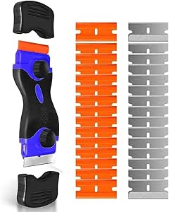 Amazon.com: Razor Blade Scraper, 2-in-1 Scraper Tool with 10Pcs Plastic ...