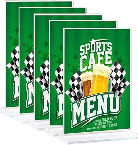 A4 Acrylic Portrait Counter Poster Display Stand T Shaped Double Sided ...