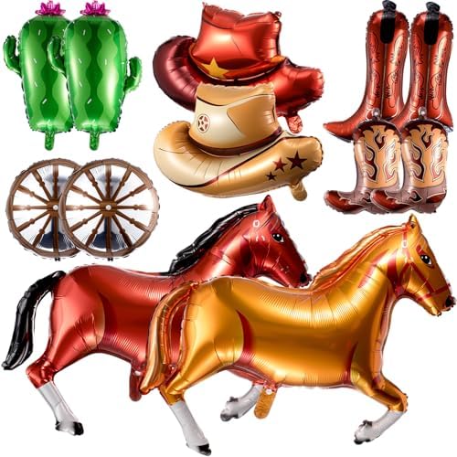 Amazon.com: VioraWhite 12 Pcs Western Balloons Foil Horse Racing Rodeo ...