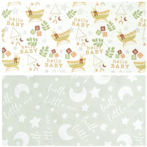 Snapklik.com : LeZakaa Reversible Baby Shower Wrapping Paper - Baby ...
