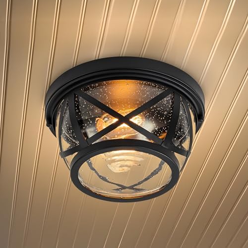 Flush Mount Ceiling Light Fixture Black, 2-Light Modern Farmhouse Porch ...