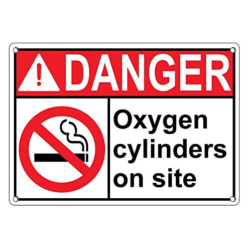 Weatherproof Plastic ANSI Danger Oxygen Cylinders On Site Sign with ...