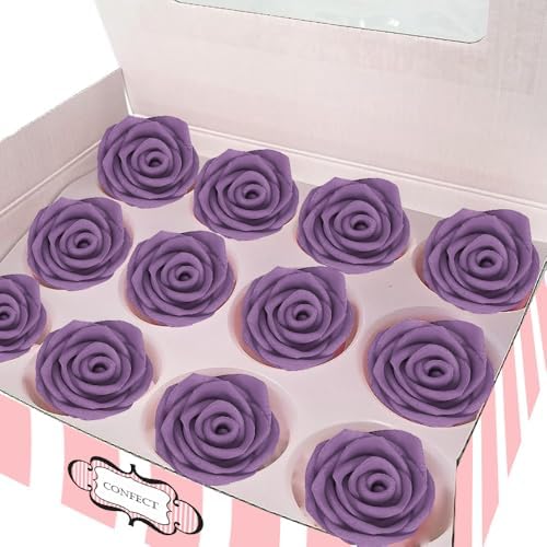 Amazon.com : Confect Edible Rose Topper -Edible True Purple Rose ...
