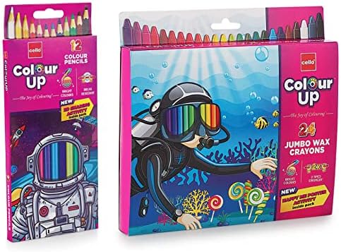 Cello Colourup Colour Pencil Set -Pack Of 12 Colourup Wax Crayon Jumbo ...