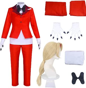 Amazon.com: RWROBE Charlie Morningstar Cosplay Costume Red Uniform Suit ...