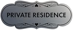 Amazon.com : Designer Private Residence Sign (Brushed Silver) - Medium ...