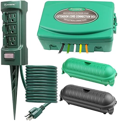 K KASONIC Outdoor Power Stake, 6-Outlet 9 ft Extension Cord Power Strip ...