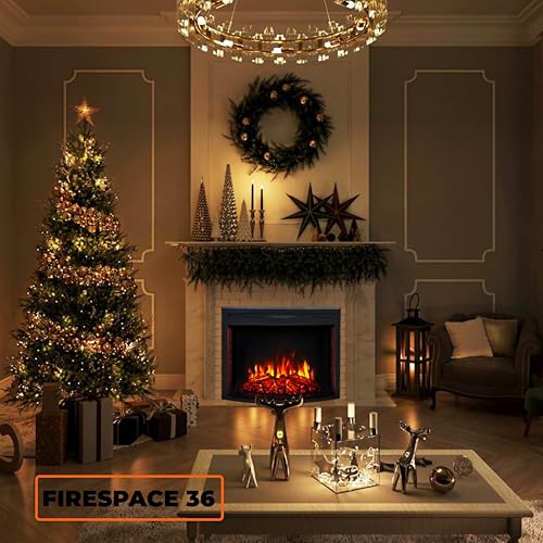 FIREBLAZE Firespace 36” Curved Glass Electric Fireplace Insert, 36 inch ...
