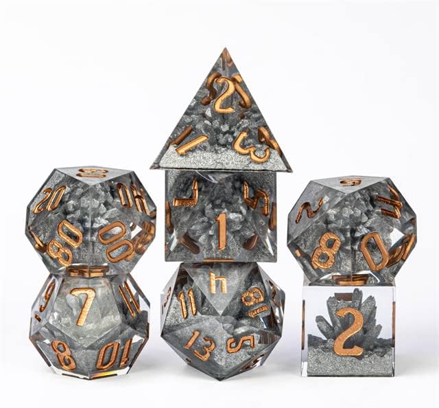 Amazon.com: Dwarven Metal Ore Sharp DND Dice Set with Leather Dice Box ...