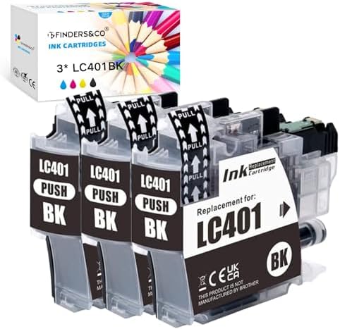 LC401BK Black Ink Cartridge Replacement for Brother LC 401 LC-401 Ink ...