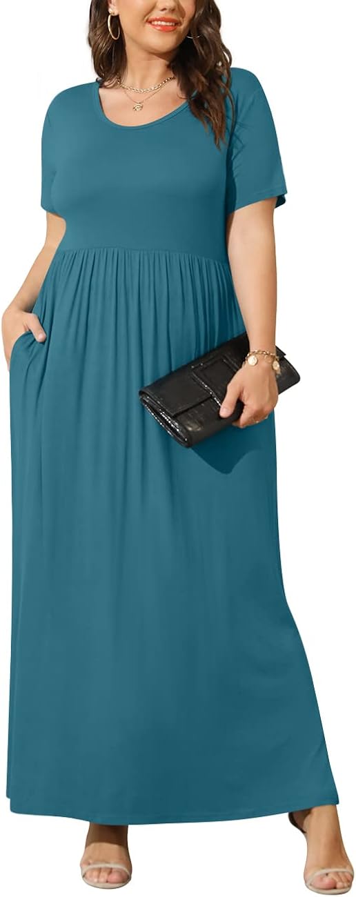 BISHUIGE Women Summer XL-6X Plus Size Maxi Dress Long Dresses with ...