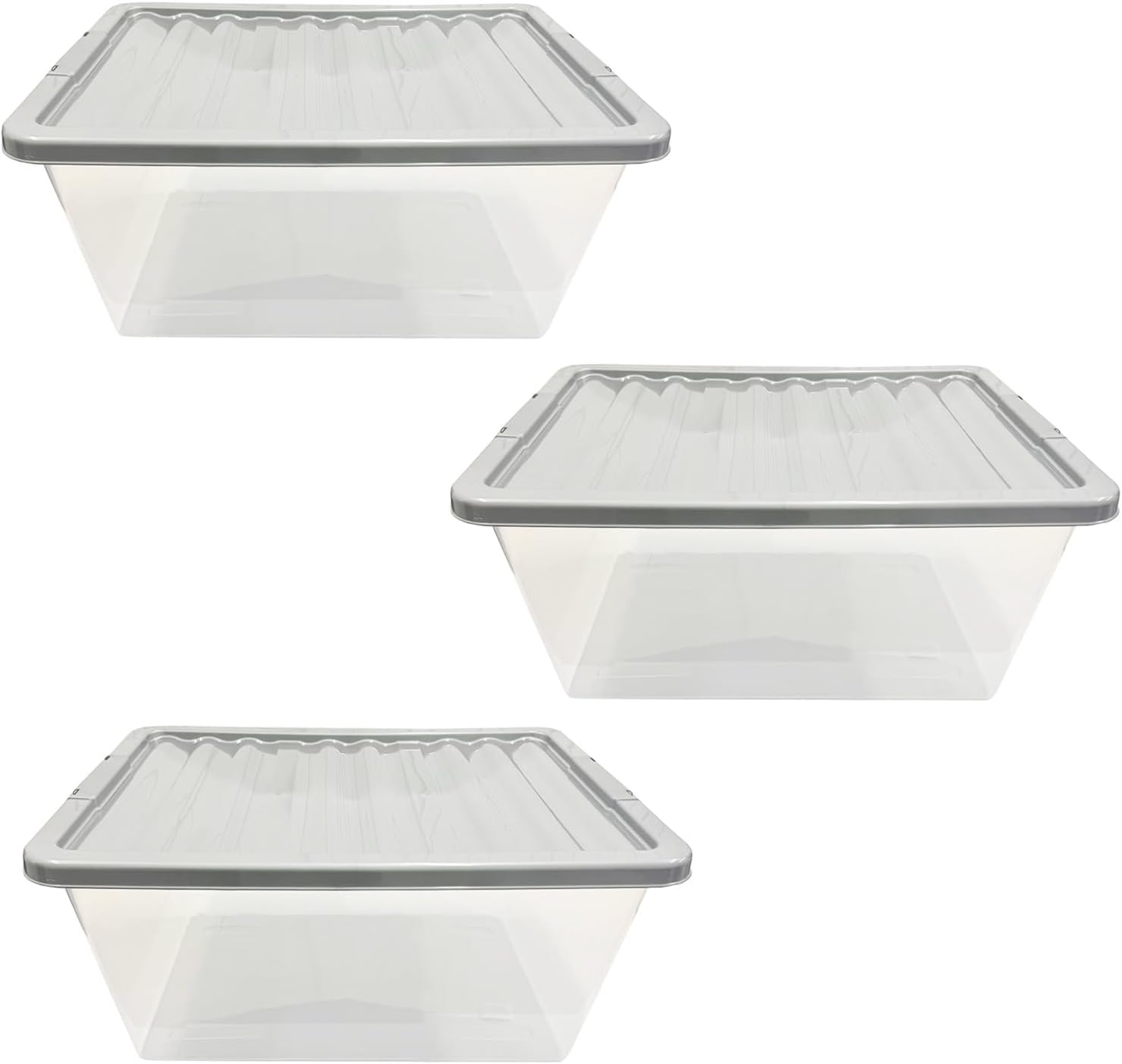 Pluto Packaging Pack Of 3 Deep 62L Clear Plastic Home Office Practical ...