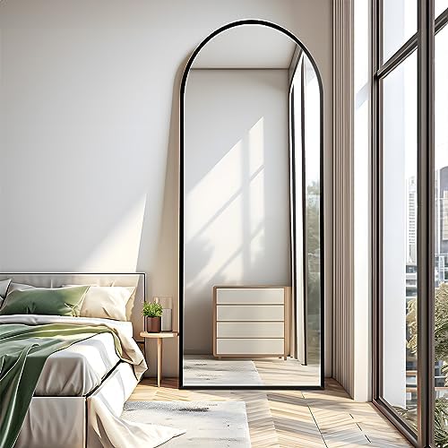 BONEWEI 71x26 Inch Arched Mirror Full Length Black Oversized Floor ...