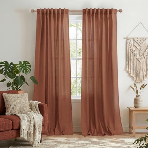 Amazon.com: Mrs.Naturall Terracotta Curtains 84 Inches Long for Living ...