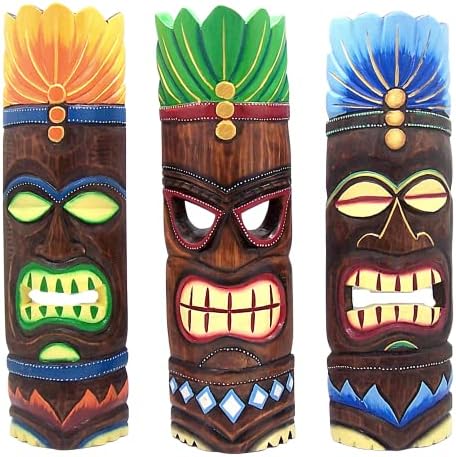 Amazon.com: Hand Crafted Polynesian Hawaiian Style Floral Painted Tiki ...