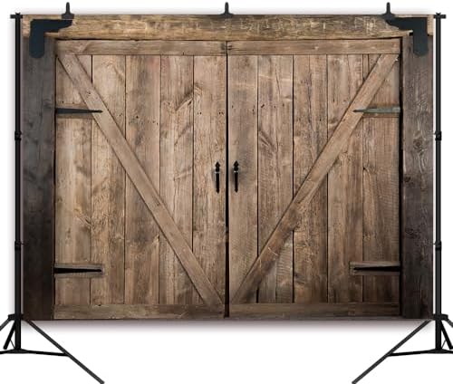 Amazon.com : DePhoto 7x5Ft Rustic Barn Door Backdrop, Vintage Farm Barn ...