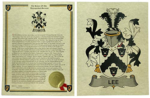Amazon.com: Lee - Coat of Arms and Last Name History - 8.5x11 Print ...