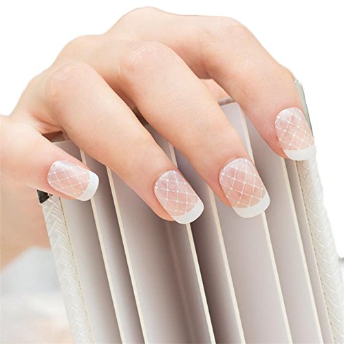 Amazon.com: JINDIN 24 Sheet Natural French Fake Nails Acrylic Nail Art ...