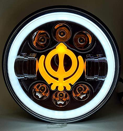 Holinex® 7 Inch Headlight Dual Color DRL Compatible with Royal Enfield ...