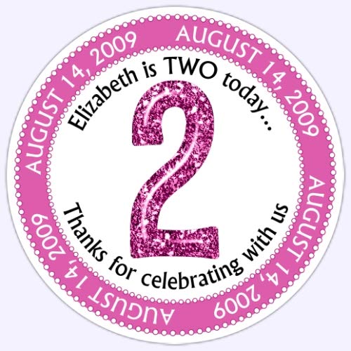 Amazon.com: Pink 2nd Birthday Stickers, Second Birthday Labels, Party ...