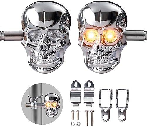 Amazon.com: JinRui-T Motorcycle Turn Signals Led Skull Blinkers 10mm ...