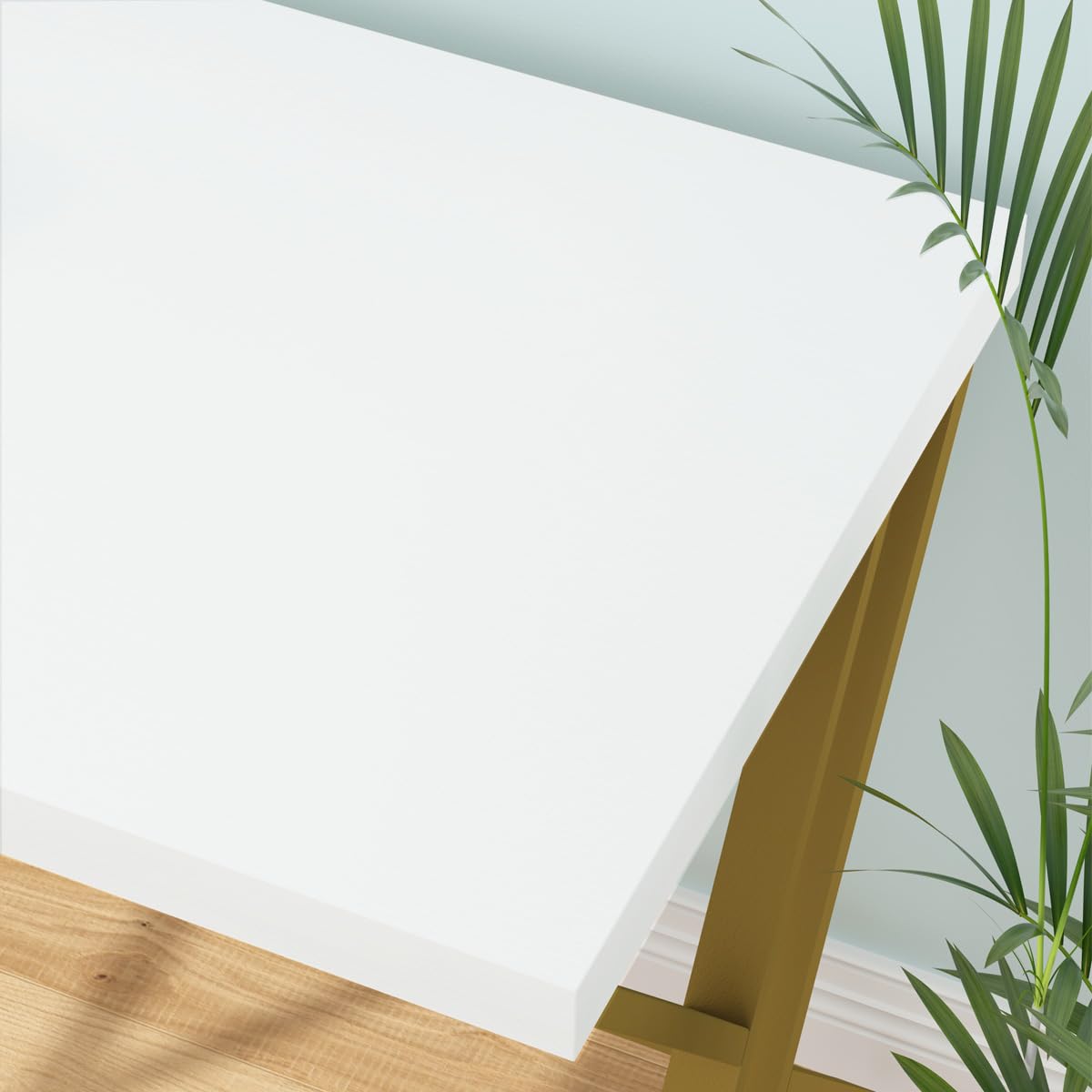 LVB White and Gold Desk, Modern Wood Home Office Computer Desk, Metal ...