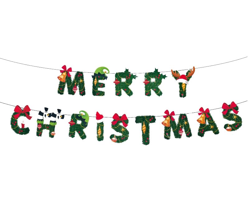 Merry Christmas Hanging Banner, Merry Christmas Sign Letters Banner ...