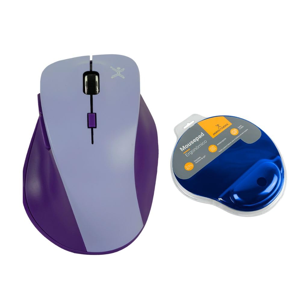 Perfect Choice Mouse inalámbrico ergonómico Thumb (Morado con Lila) y ...