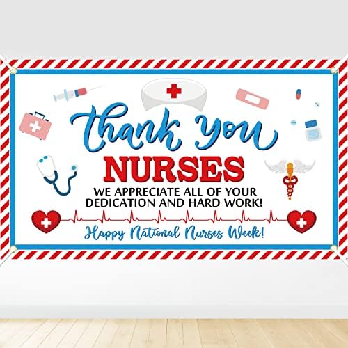 Amazon.com: Nurse Appreciation Week Banner Backdrop Decorations Thank ...