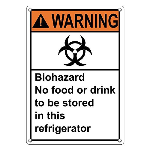 Weatherproof Plastic Vertical ANSI Warning Biohazard No Food Drink in ...